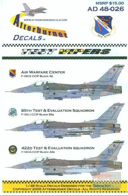 AFD48024 1:48 Afterburner Decals F-16CJ F-16DJ Block 50 Falcon "52nd ...