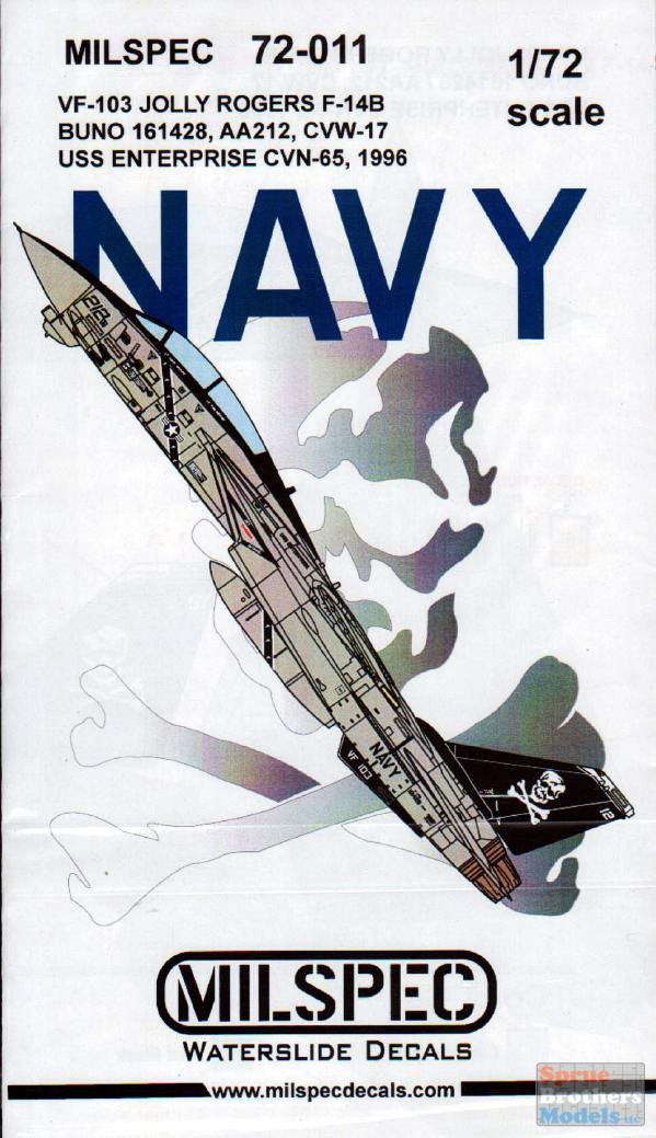 CAMMS72011 1:72 MilSpec Decals - F-14B Tomcat VF-103 Jolly Rogers CVW ...