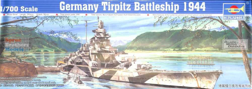 TRP05712 1:700 Trumpeter Tirpitz Battleship 1944 - Sprue Brothers ...