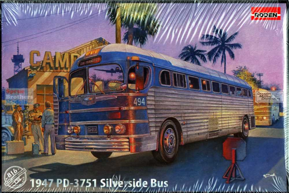 ROD816 1:35 Roden 1947 PD-3751 Silverside Bus - Sprue Brothers Models LLC