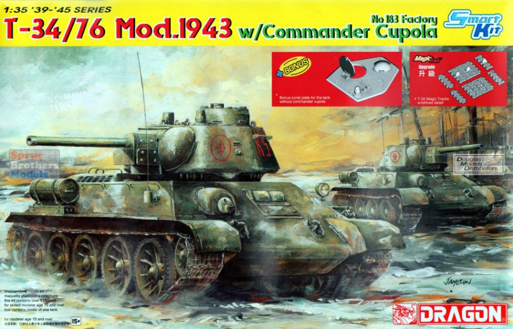 DML6757 1:35 Dragon T-34/76 Mod.1943 No.183 Factory with Commander ...