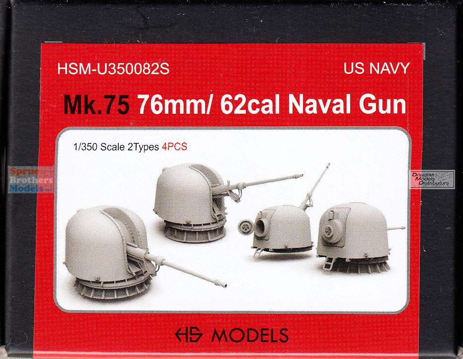 HSMU350082U 1:350 HS Models US Navy Mk.75 76mm/62-Cal Naval Gun Set ...