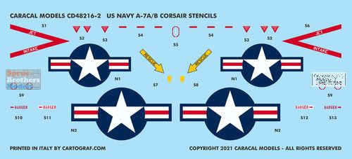 CARCD48216 1:48 Caracal Models Decals - US Navy A-7A A-7B Corsair II - Sprue Brothers Models LLC