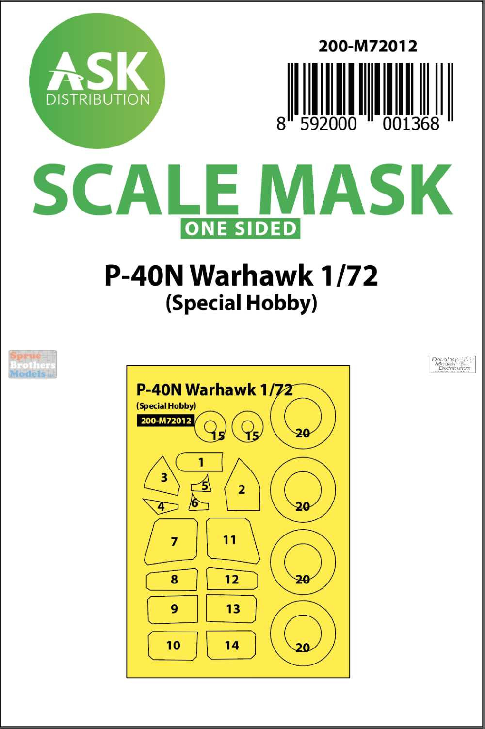 ASKM72012 1:72 ASK/Art Scale Mask - P-40N Warhawk (SPH kit) - Sprue ...