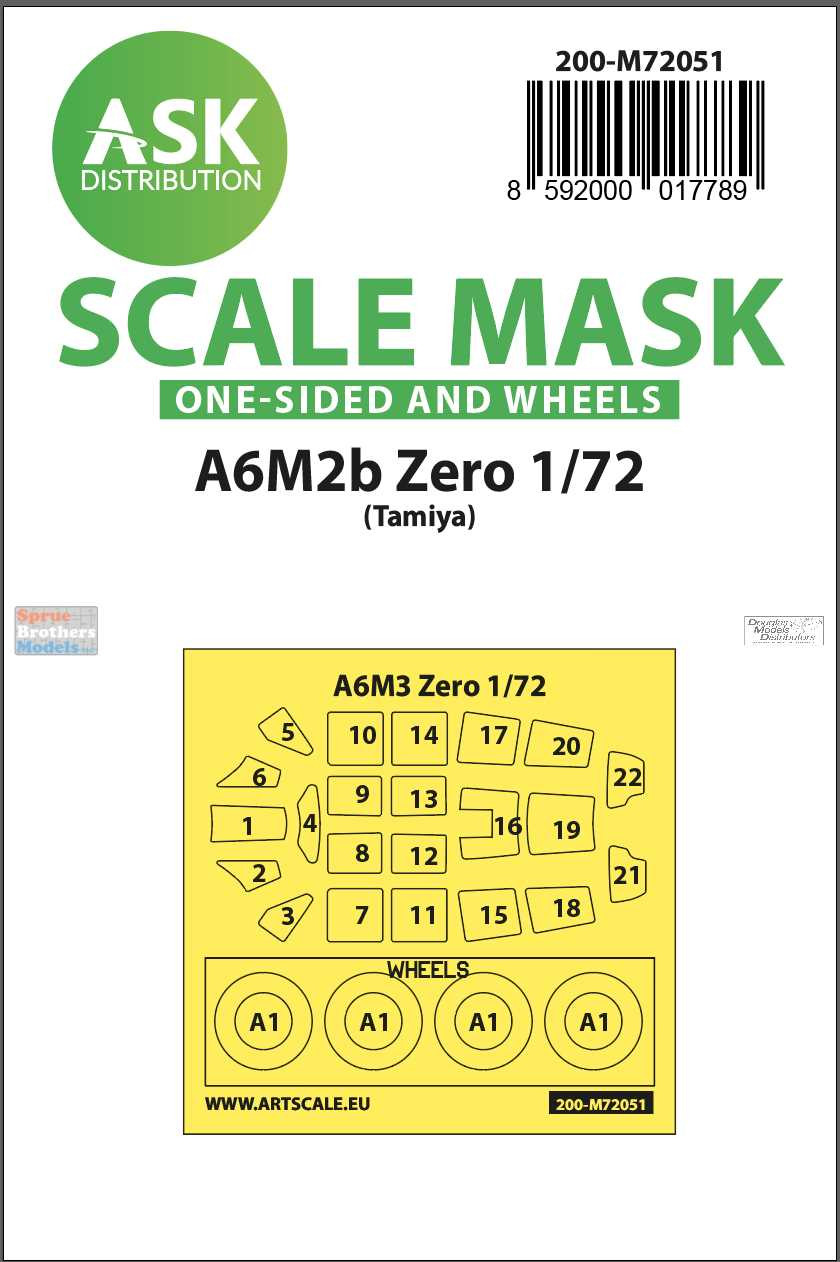 ASKM72051 1:72 ASK/Art Scale Mask - A6M2b Zero (TAM kit) - Sprue ...