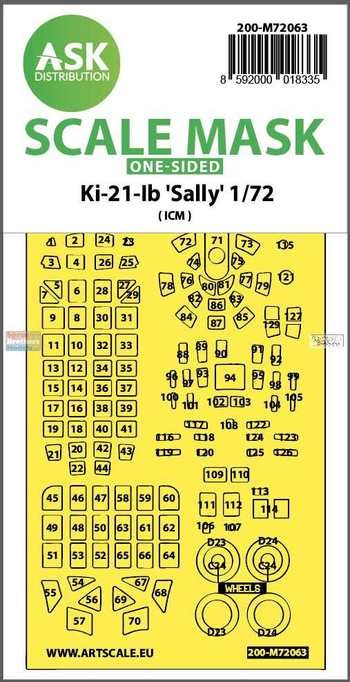 ASKM72063 1:72 ASK/Art Scale Mask - Ki-21-Ib Sally (ICM kit) - Sprue ...