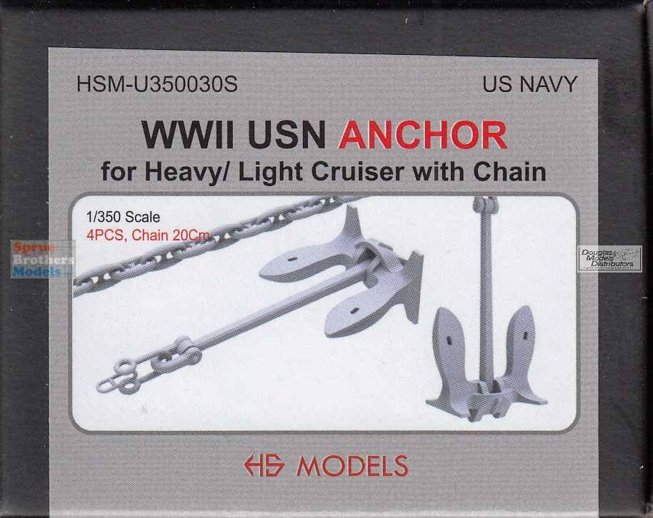 HSMU350030U 1:350 HS Models US Navy WW2 Anchor for Heavy/Light Cruiser ...