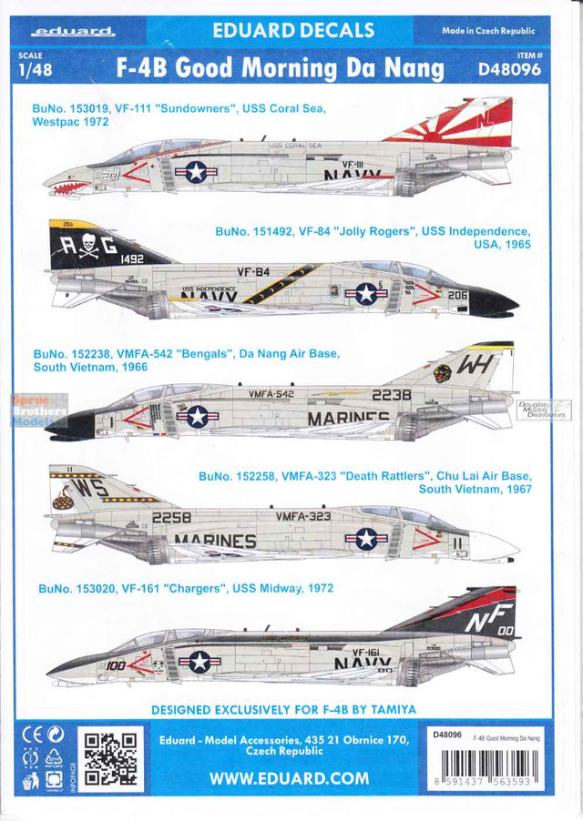 EDUD48095 1:48 Eduard Decals - F-4B Phantom II Marines VMFA-531 VMFA ...