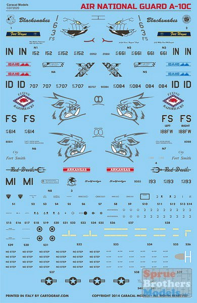 CARCD72020 1:72 Caracal Models Decals - A-10C Thunderbolt II Air ...