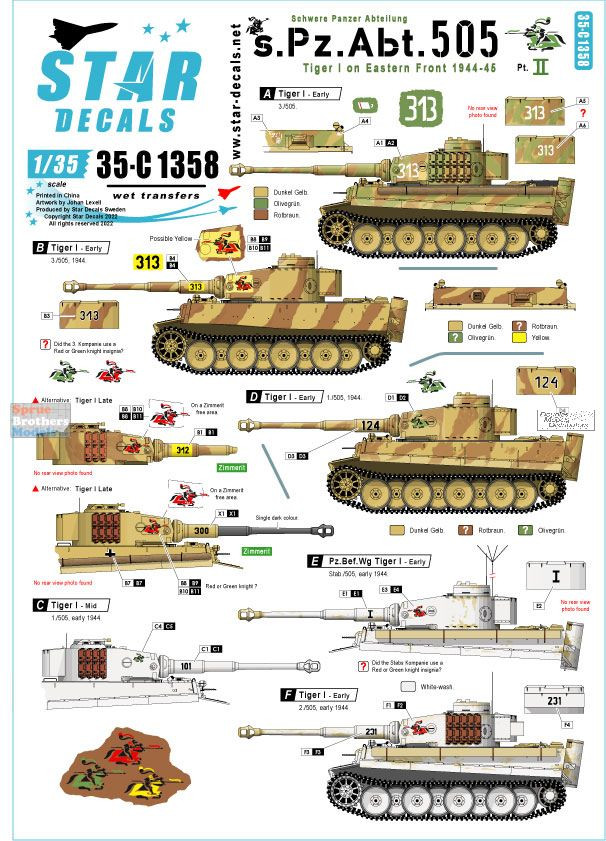 SRD35C1358 1:35 Star Decals - Tiger I on Eastern Front 1944-45 Part 2 ...