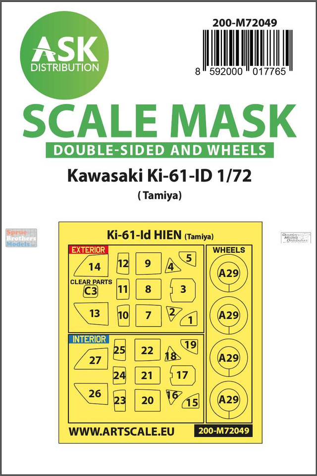 ASKM72049 1:72 ASK/Art Scale Double-Sided Mask - Ki-61-ID Hien (TAM kit ...