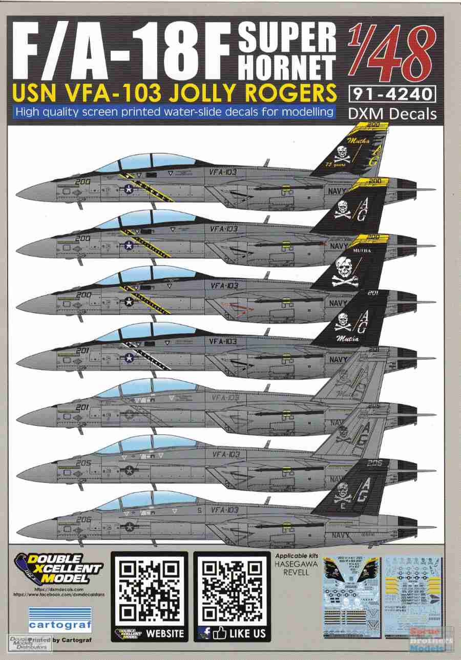 SBD48002 1:48 SB Decals F-18F F-18E Super Hornet VFA-11 Red Rippers ...