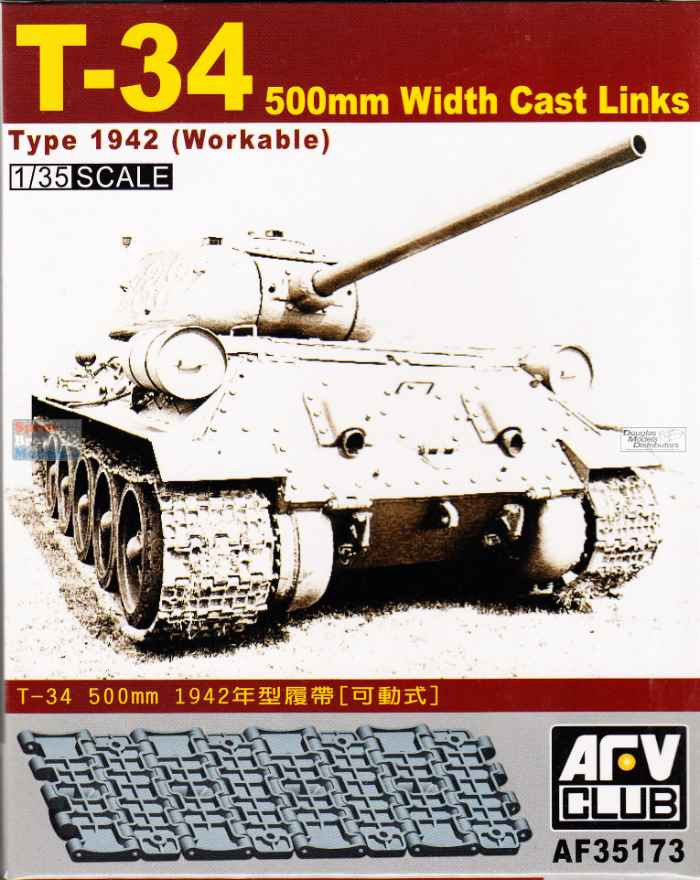 AFV35173 1:35 AFV Club T-34 500mm Width Cast Links Type 1942 (Workable ...