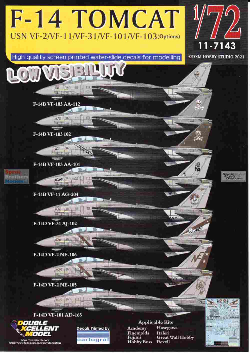 CAMMS72011 1:72 MilSpec Decals - F-14B Tomcat VF-103 Jolly Rogers CVW ...