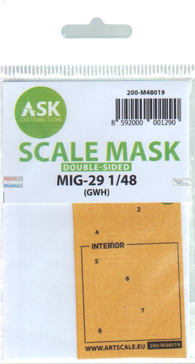 ASKM48019 1:48 ASK/Art Scale Mask - MiG-29 Fulcrum Double-Sided (GWH ...