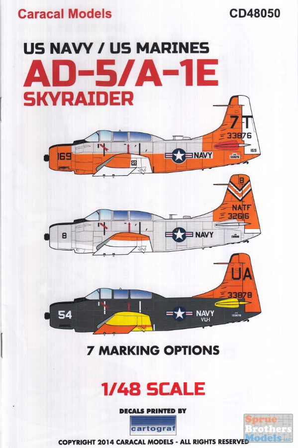CARCD48050 1:48 Caracal Models Decals - US Navy / USMC AD-5 / A-1E ...