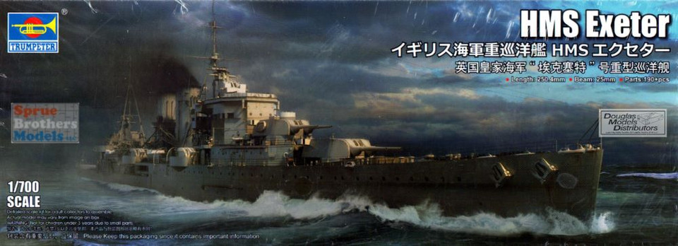TRP06744 1:700 Trumpeter HMS Exeter - Sprue Brothers Models LLC