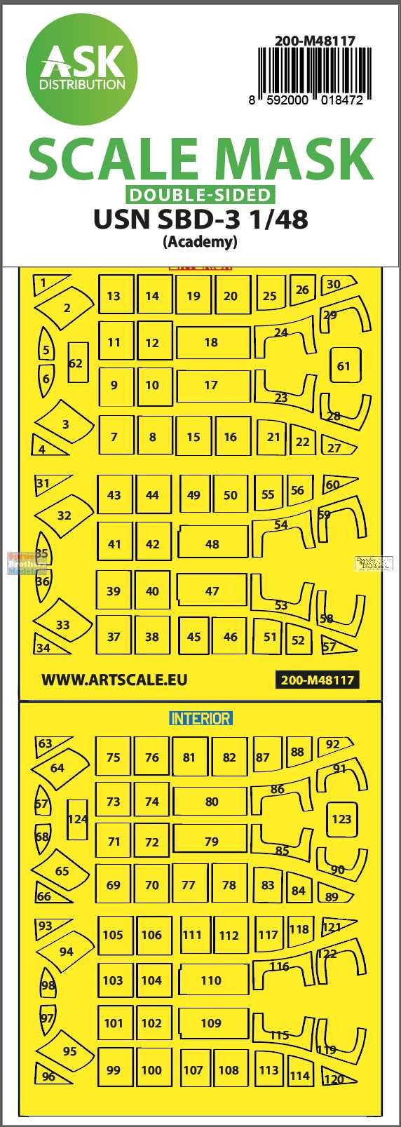 ASKM48117 1:48 ASK/Art Scale Double-Sided Mask - SBD-3 Dauntless (ACA ...