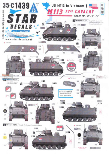 SRD35C1439 1:35 Star Decals US M113 in Vietnam #1: M113 17th Cavalry ...