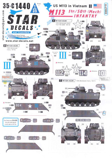 SRD35C1440 1:35 Star Decals US M113 in Vietnam #2: M113A1 ACAV 1st Bn ...