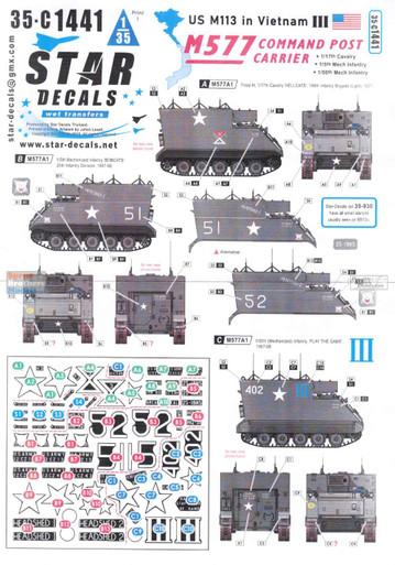 SRD35C1441 1:35 Star Decals US M113 in Vietnam #3: M577A1 Command Post ...