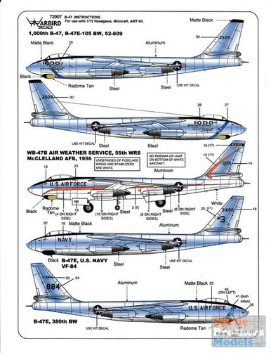 WBD72007 1:72 Warbird Decals - B-47 Stratojet Pt 1 #72007 - Sprue ...