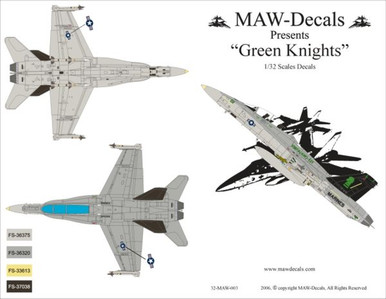 MAW32003 1:32 MAW Decals - F-18D Hornet VMFA(AW)-121 Green Knights ...
