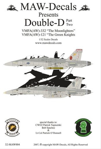 MAW32004 1:32 MAW Decals - Double D F-18D Hornet Pt 2 VMFA(AW)-332 VMFA ...