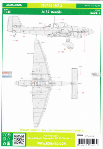 EDUD32019 1:32 Eduard Decals - Ju87 Stuka Stencils - Sprue Brothers ...