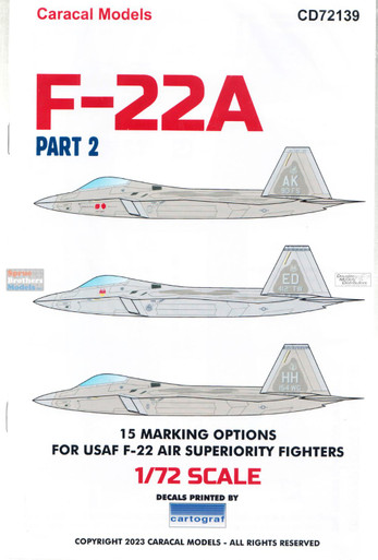 CARCD72139 1:72 Caracal Models Decals - F-22A Raptor Part 2 - Sprue ...