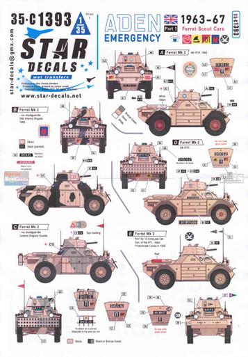 SRD35C1393 1:35 Star Decals - Aden Emergency 1963-67 #1: British Ferret ...