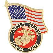 USMC Logo with USA Flag Pin (1 1/4") - SGT TROYS