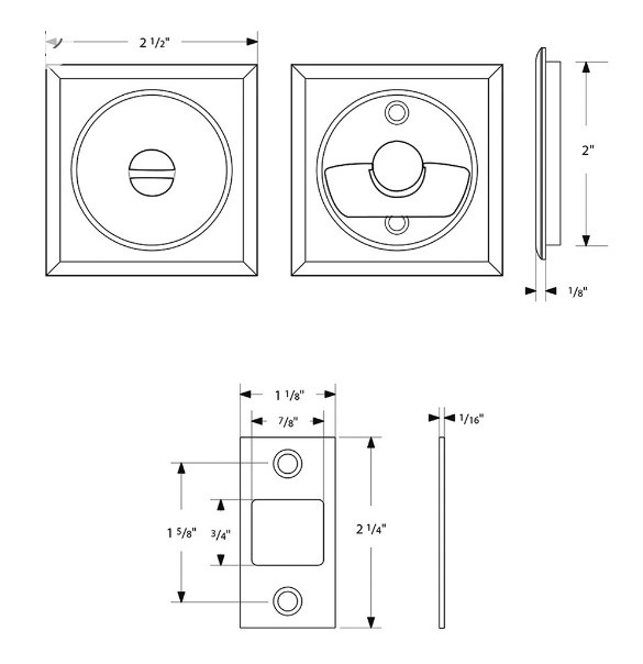 Emtek 2135US26 Square Privacy Pocket Door Tubular Lock with Privacy ...