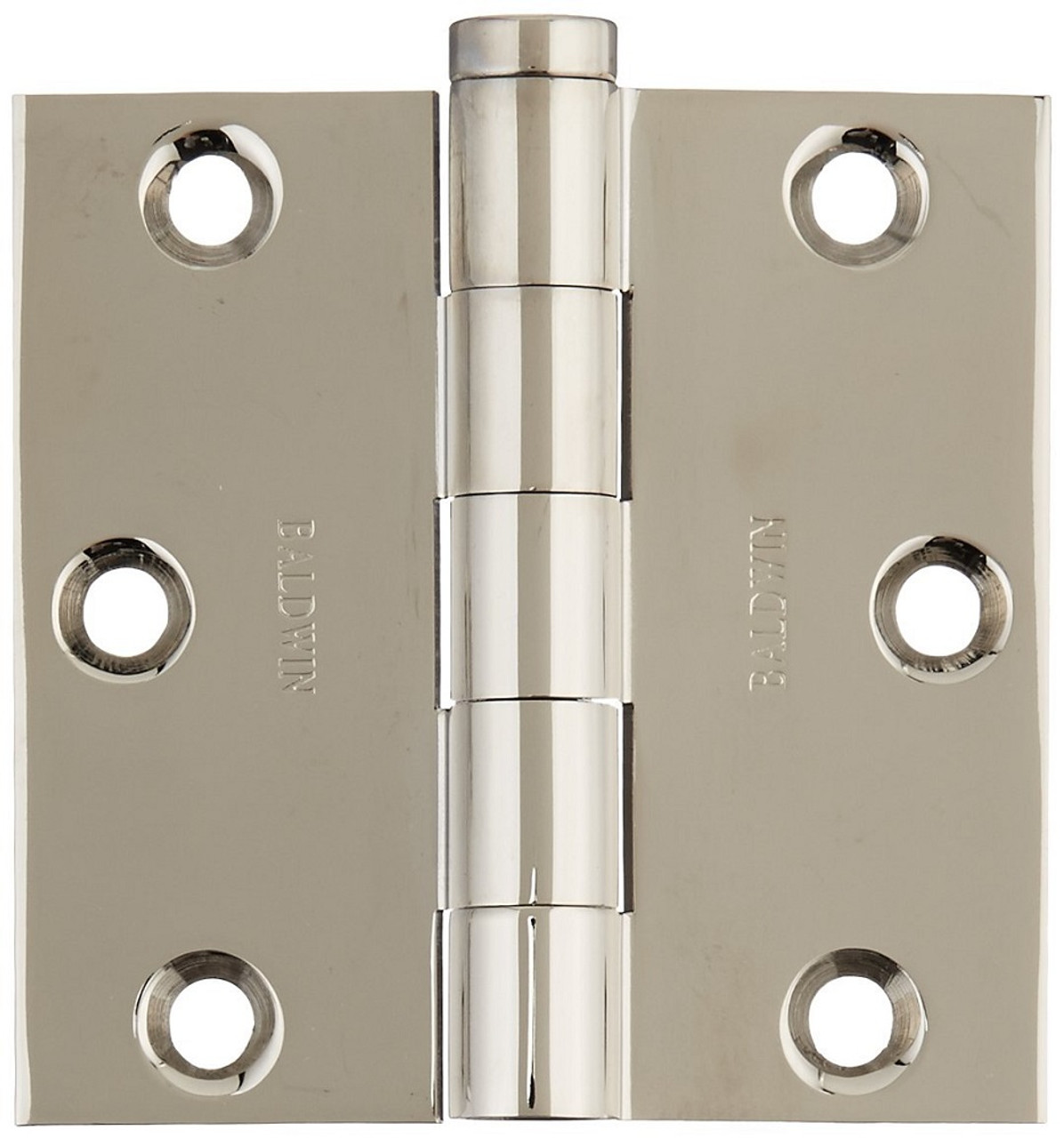 Baldwin 1030.055.I Lifetime Polished Nickel 3" x 3" Square Corner Brass Hinge