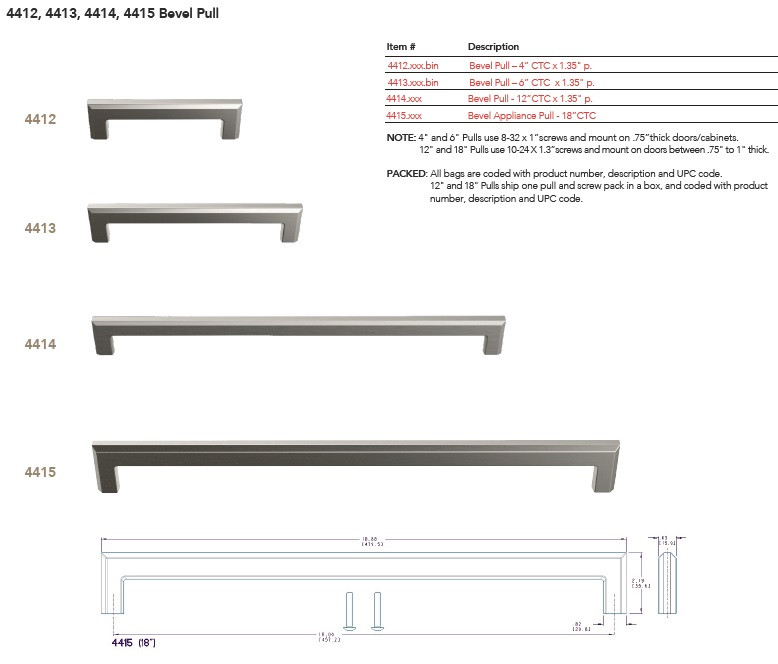 Baldwin 4415112 18" Center to Center Bevel Appliance Pull Venetian ...