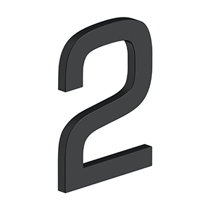 Deltana RNE-2U19 4" House Number 2 with Risers Black Finish