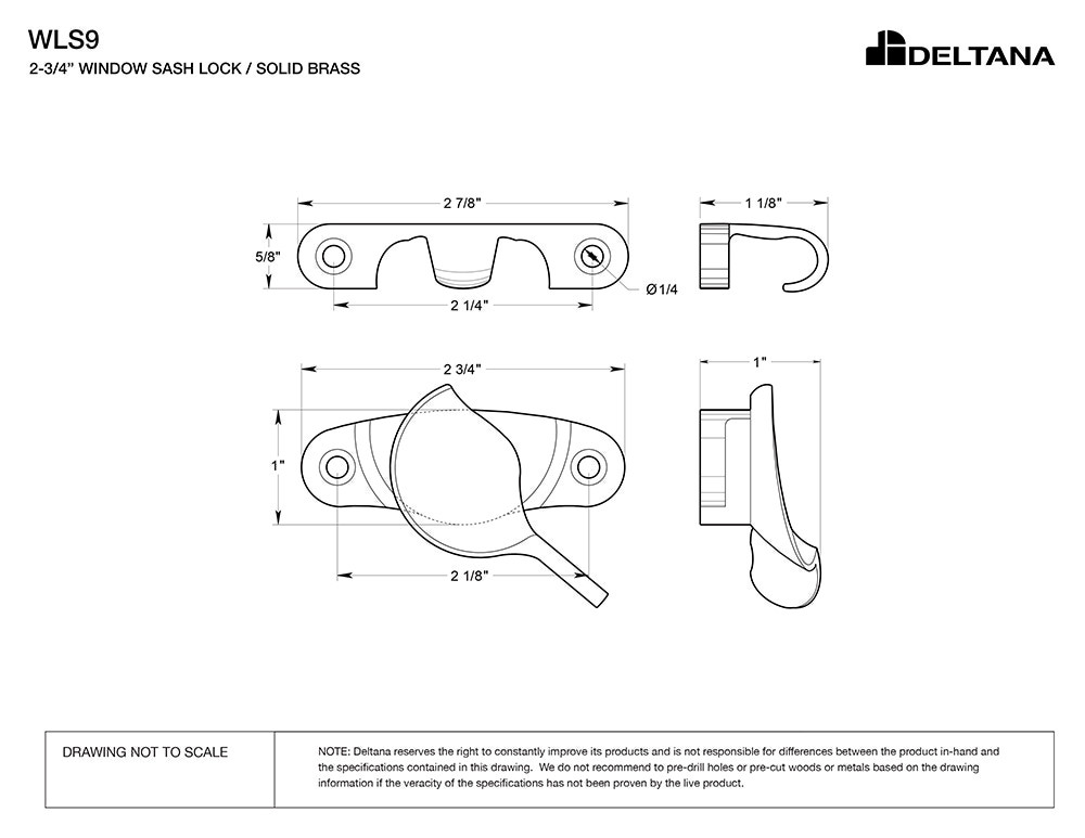 Deltana WLS9U4 Satin Brass Window Lock