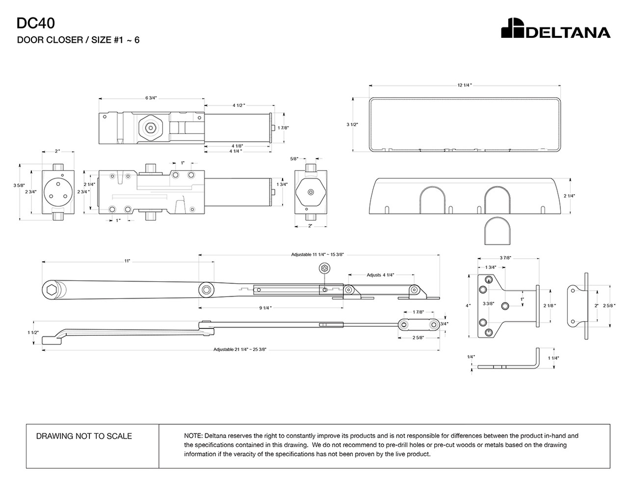 Deltana DC40-AL DC40 Door Closer Aluminum Finish