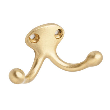 Ives Commercial 582B4 Solid Brass Double Wardrobe Hook Satin Brass Finish