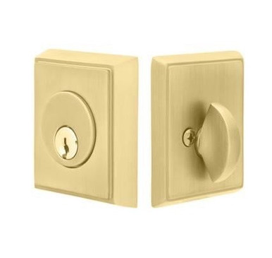 Emtek 8468US4 Satin Brass Rectangular Style Single Cylinder Deadbolt