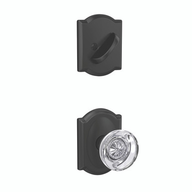 Schlage FC59HOB622CAM Hobson Knob with Camelot Rose Matte Black Single ...