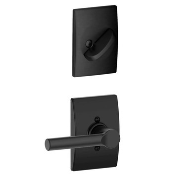 Schlage F59BRW622CEN Matte Black Broadway Lever and Deadbolt with ...