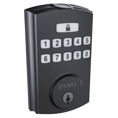 Brinks 4392122 Electronic Fingerprint Keypad Deadbolt with Pro Guard ...