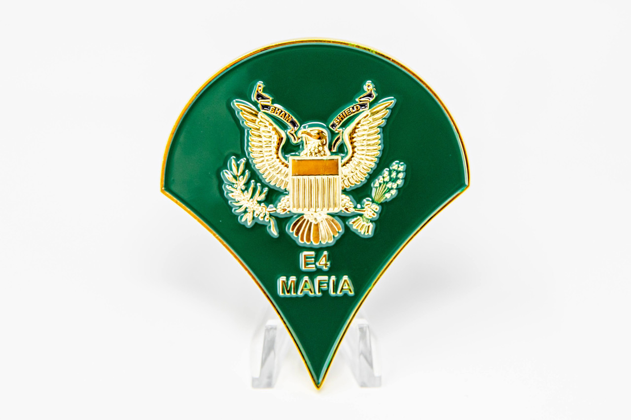 E-4 Mafia Sham Shield Challenge Coin - 923A Coins and Designs
