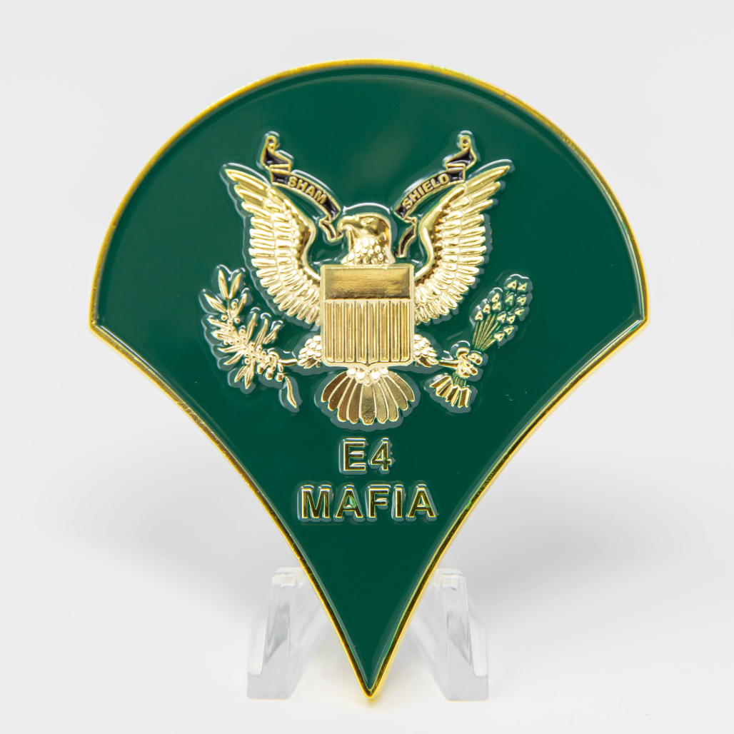 E-4 Mafia Sham Shield Challenge Coin - 923A Coins and Designs