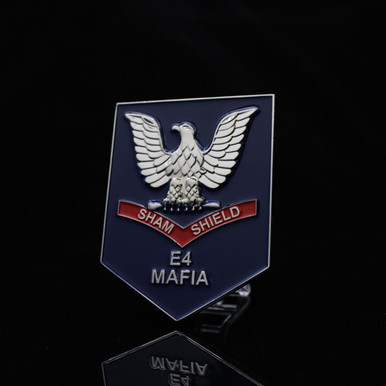 Navy E-4 Mafia Sham Shield Challenge Coin - 923A Coins and Designs