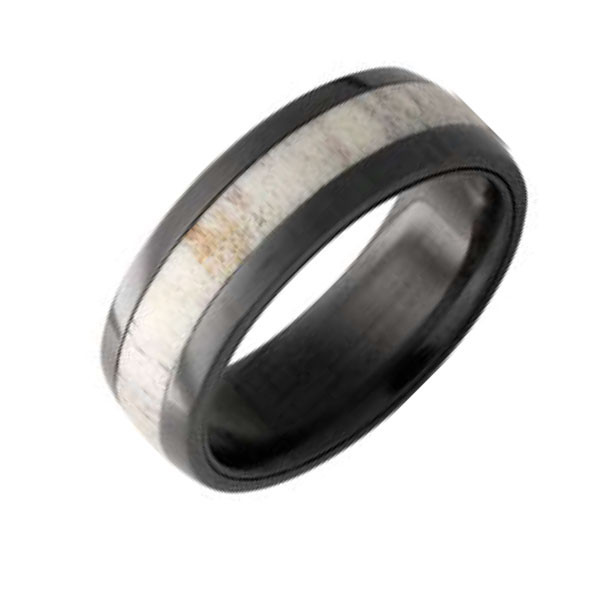 Real Antler Inlay Black Ring | Free Shipping | CAMOKIX