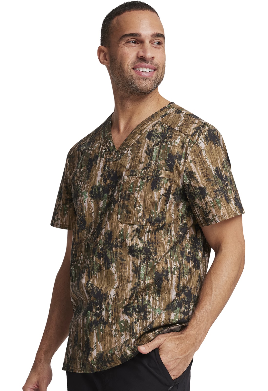 Clearance Cherokee Men Plaid Printed Top - Scrub Depot