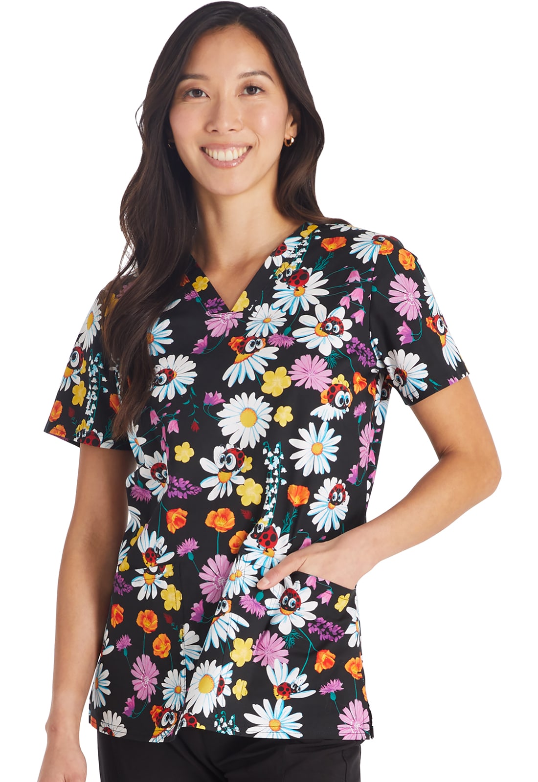 Clearance Cherokee Printed Top Ladybug Garden - Scrub Depot