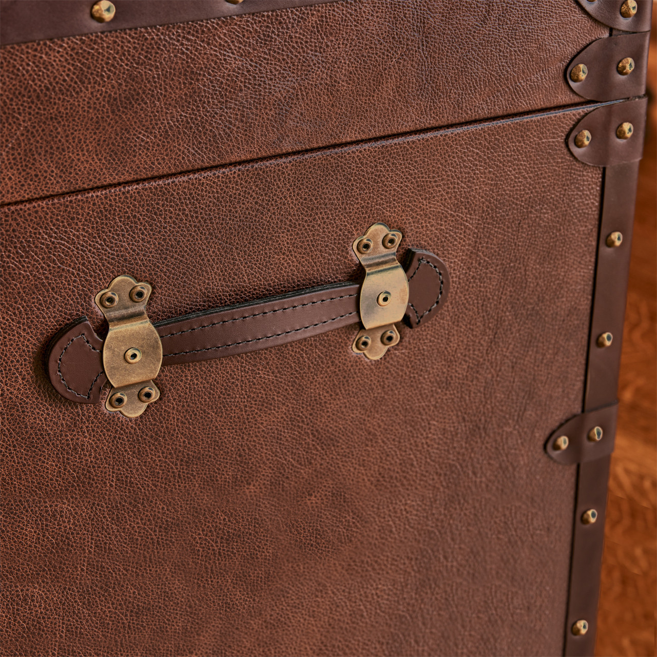 Rhino Full Grain Leather End Table Trunk